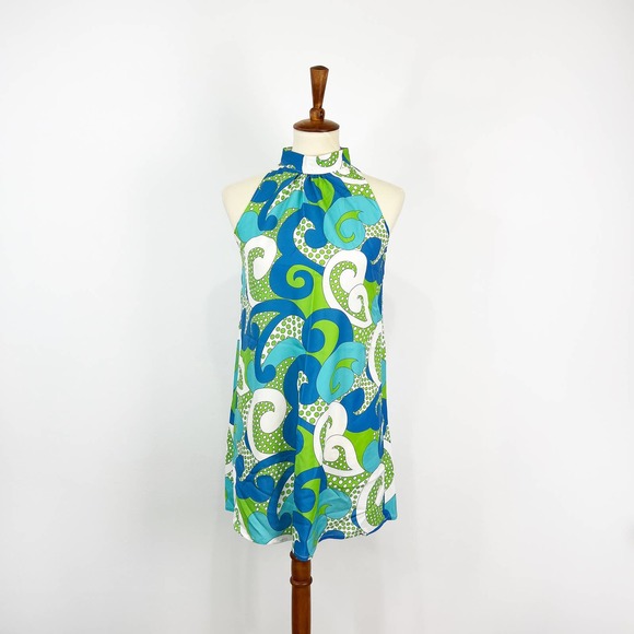 Chelsea Gunn | Dresses | Chelsea Gunn Blue Green White Retro Wave Dress ...